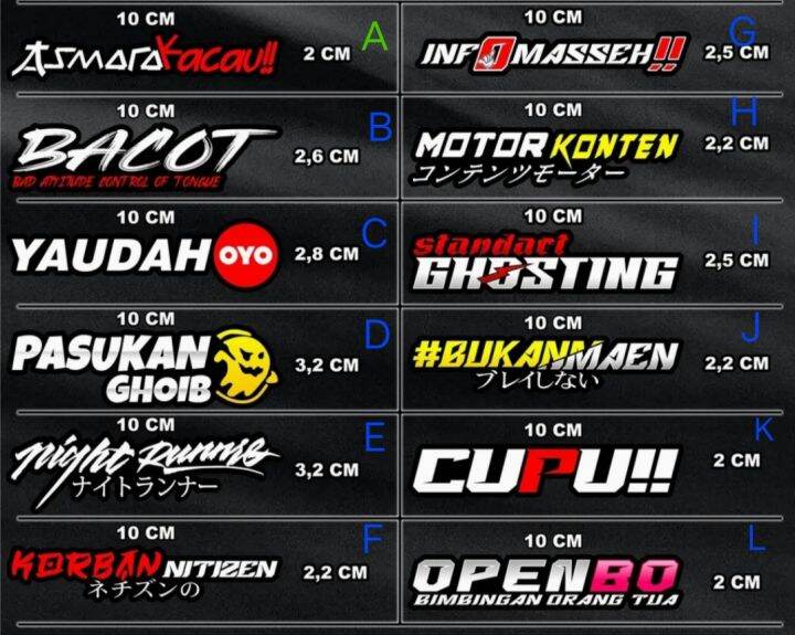 STICKER CUTTING MOTOR DAN MOBIL | Lazada Indonesia