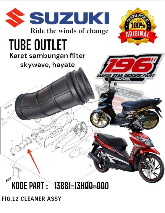 Tube Outlet Karet Sambungan Box Filter Ke Karbu Skywave Hayate Original