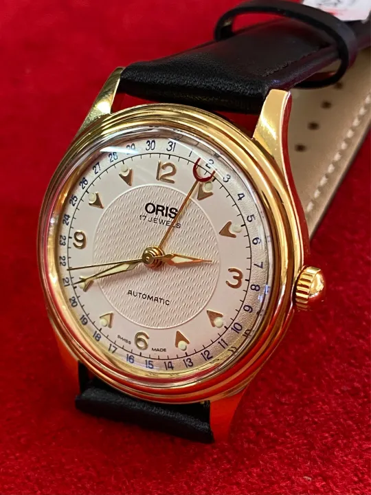 ORIS 17 Jewels Automatic เข็มชี้วันที่ก้ามปู ตัวเรือนทองชุบ นาฬิกาผู้ชาย นาฬิกามือสองของแท้ ...