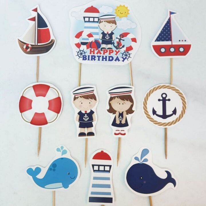 Sailor Birthday Cake Topper 1 set | Lazada Indonesia