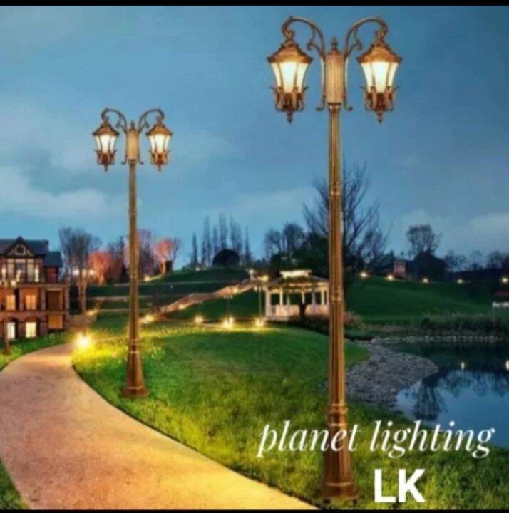 lampu tiang taman/lampu hias outdoor/lampu taman jalan 2 cabang 3 meter ...