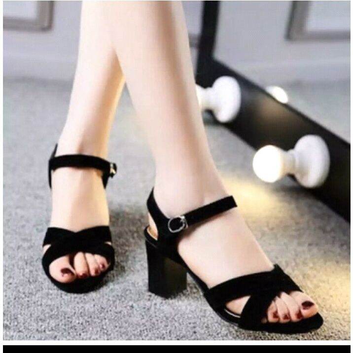 Sendal wanita Sendal hak 5cm Silang tali -Asya store- | Lazada Indonesia