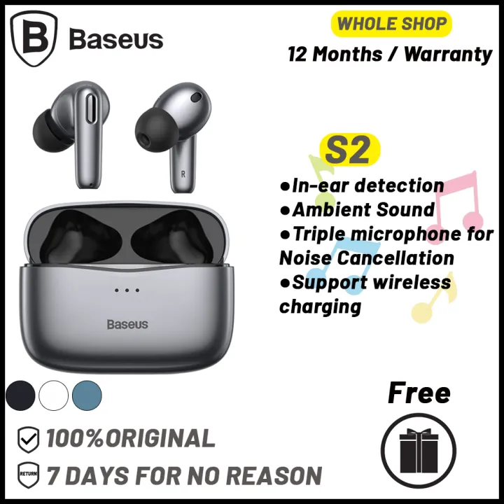 Baseus S2 ANC Earphone Active Noise Cancelling Bluetooth 5.0 TWS ...