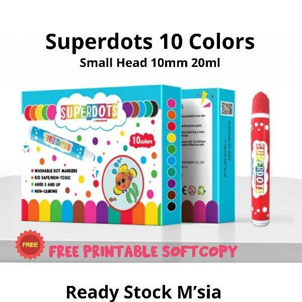 Superdots Dot Marker Washable 10 colours superdot marker *promotion price* | Lazada