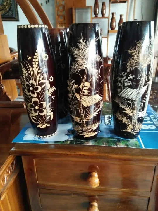 fas pot bunga dari kayu jati motif cukit | Lazada Indonesia