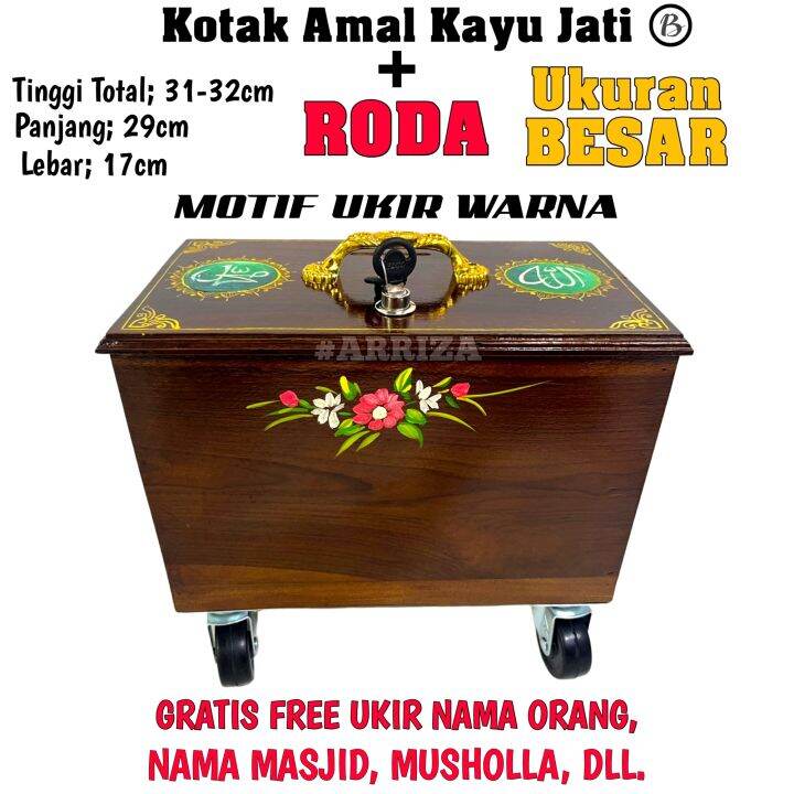 KOTAK AMAL + RODA Ukuran Besar / KOTAK AMAL RODA KAYU JATI KOTAK INFAQ ...