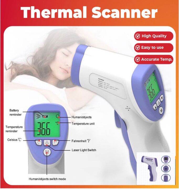 Non-Contact Infrared Forehead Thermometer Digital Thermometer Gun with ...