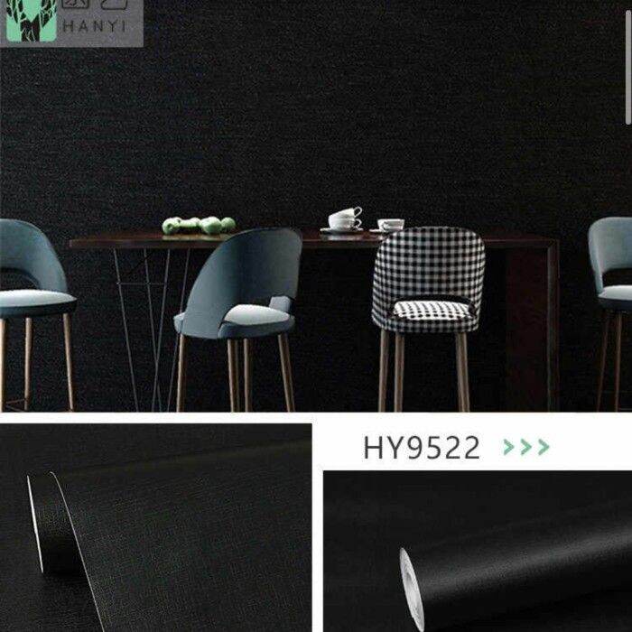 Wallpaper Dinding Polos Sticker Dinding Polos Hitam Berserat | Lazada ...