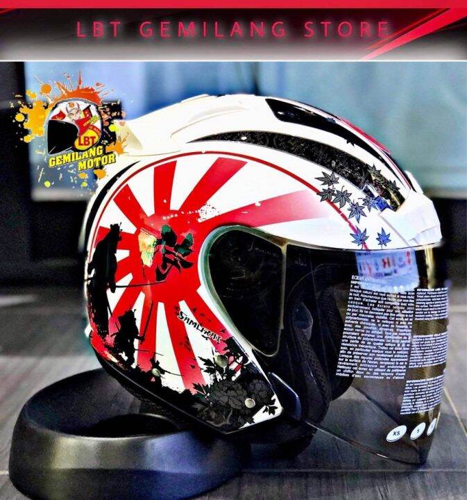 ZEUS Helmets GJ-609 [SAMURAI PEARL WHITE] + SMOKE VISOR | Lazada