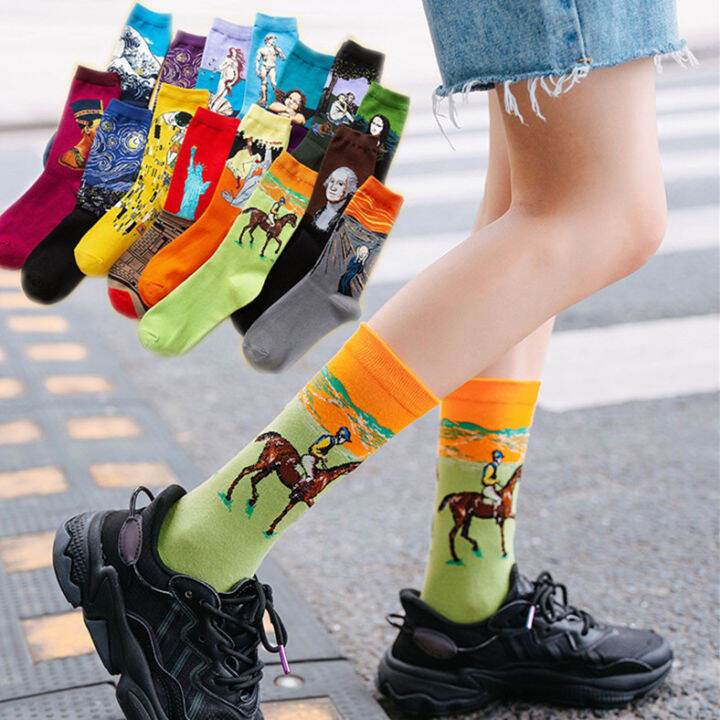 Iconic Socks Famous Paintings Art Gallery Men Women Middle Socks ...