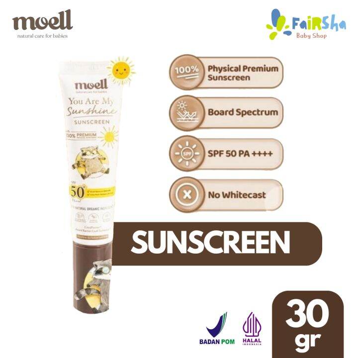 Moell Sunscreen Anak & Bayi SPF 50 PA++++ 30gr/Water Resistance ...