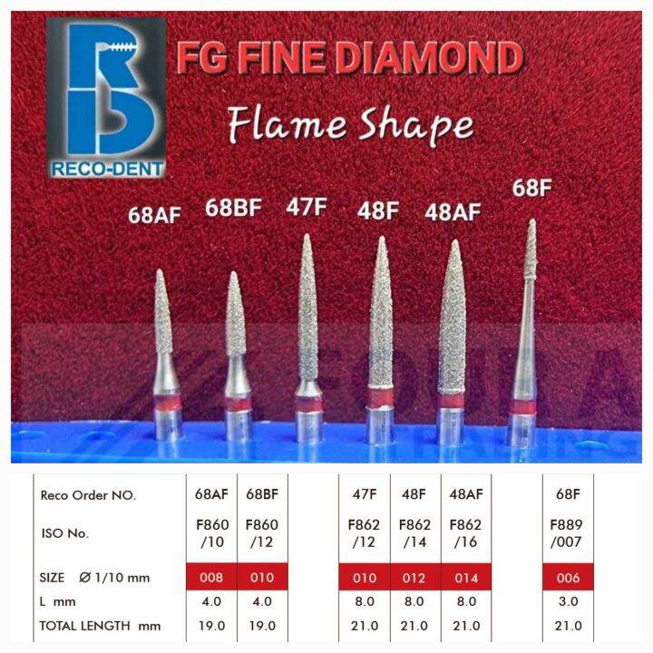 RECO-DENT FLAME SHAPE FG FINISHING DIAMOND BUR FINE per piece | Lazada PH