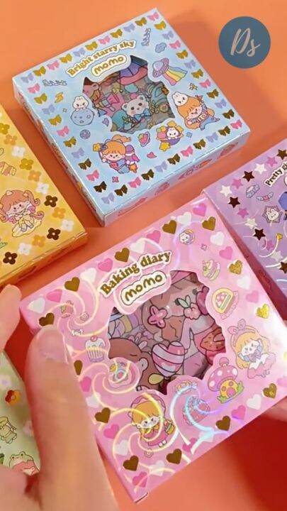 1 Box Stiker Momo Sticker Viral Lucu isi 100 lembar Setiker Korea Cute ...