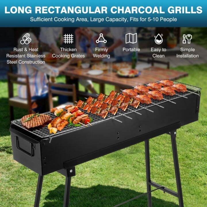 82cm Stainless Steel Charcoal Shish Kebab Grill BBQ Grill Barbecue Kit ...