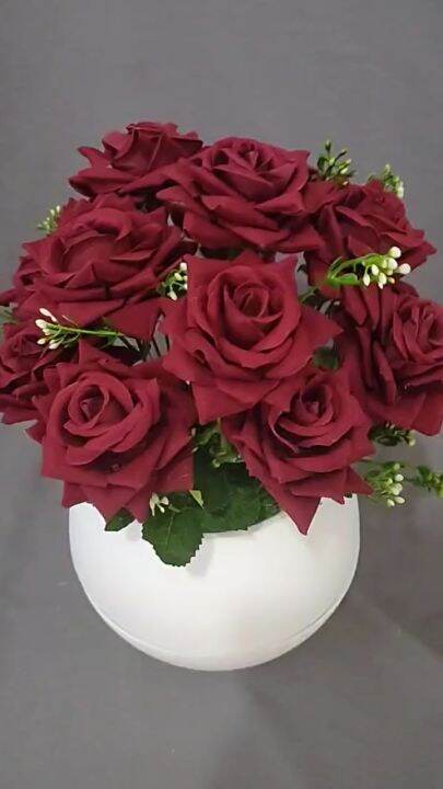 Bunga Hias Bunga Mawar Beludru Vas Vienna MB-125 Maroon | Lazada Indonesia
