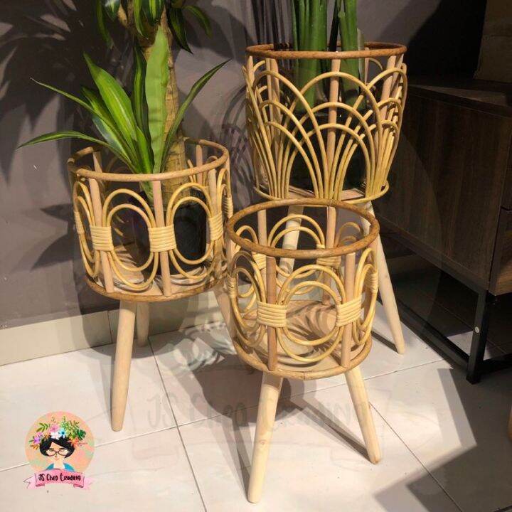 🔥Ready Stock🔥Bakul Rotan🔥Pasu Berkaki Flower Pot Rotan Pasu Bunga ...