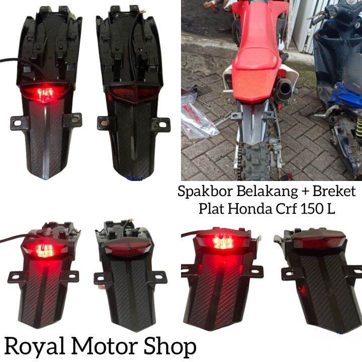 Spakbor Belakang Carbon SRX + Dudukan Plat Nomor Crf 150L , Lampu Stop Led 3in1 Honda Crf 150 L ...