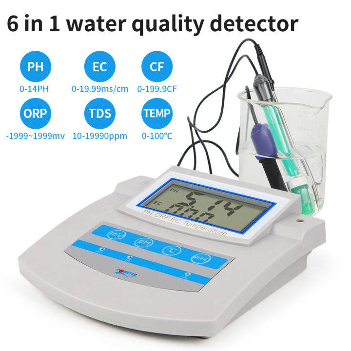 Water Quality Tester PH/TDS/EC/ORP/CF/Temp 6 in 1 Benchtop Water ...