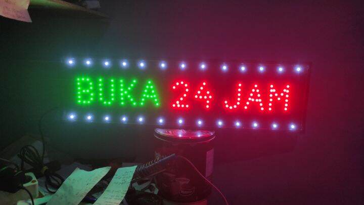 tulisan lampu led sign BUKA 24 JAM new version | Lazada Indonesia