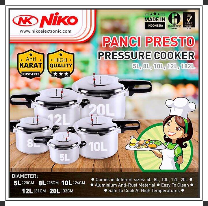 Panci Presto Niko Kapasitas 12 Liter 20 Liter Niko | Lazada Indonesia