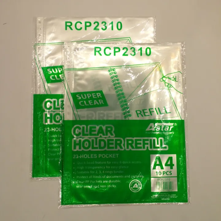 Astar A4 Clear Holder Refill 23 Holes (RCP2310) | Lazada