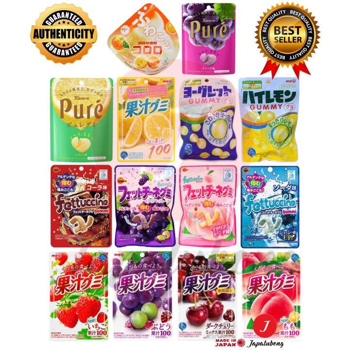 Bourbon Fettuccine Gummi, Kanro Pure, Meiji, UHA Mikakuto Kororo Fruit Collagen & Vitamin C ...
