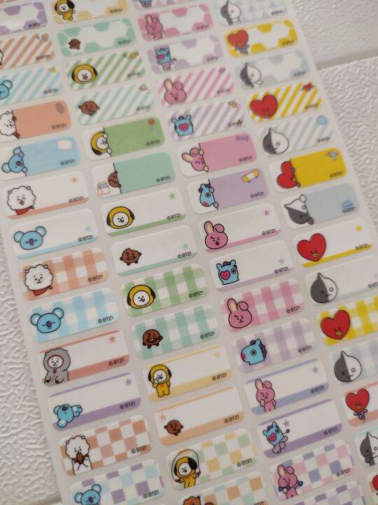 BT21 BTS STICKER LABEL NAMA ANTI AIR MOTIF BT21 BTS - WATERPROOF NAME ...