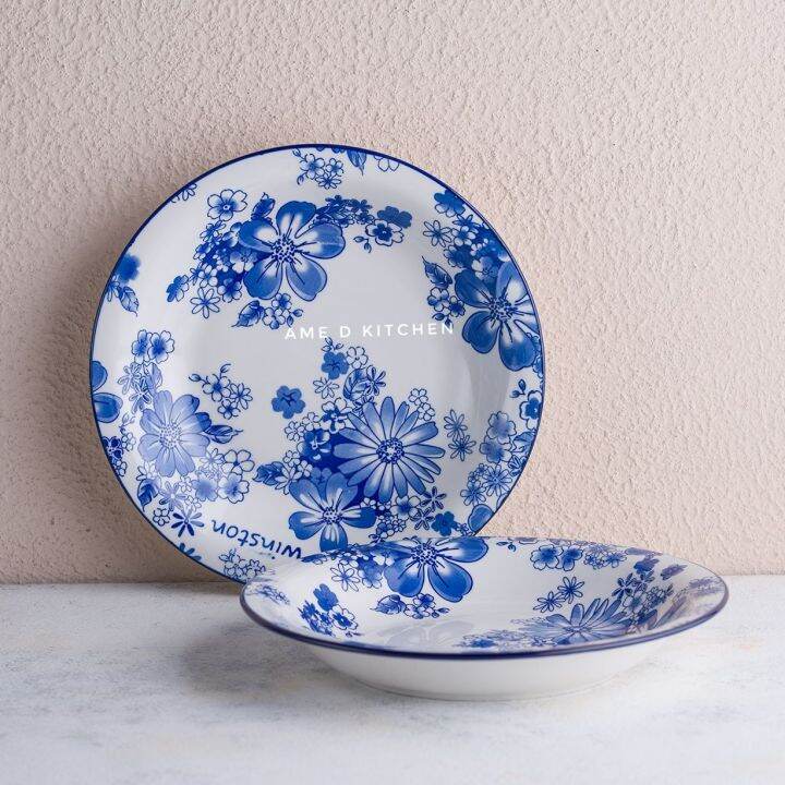 Piring makan lontong keramik omega 9.25 cosmos biru winston | Lazada ...