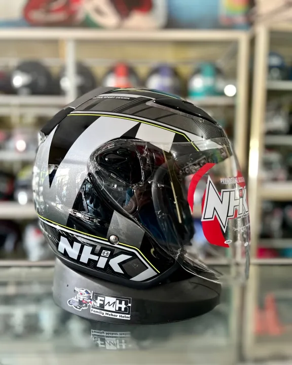 HELM NHK R6 MOTIF WAVE BLACK/SILVER HELM HALF FACE ORIGINAL NHK ...