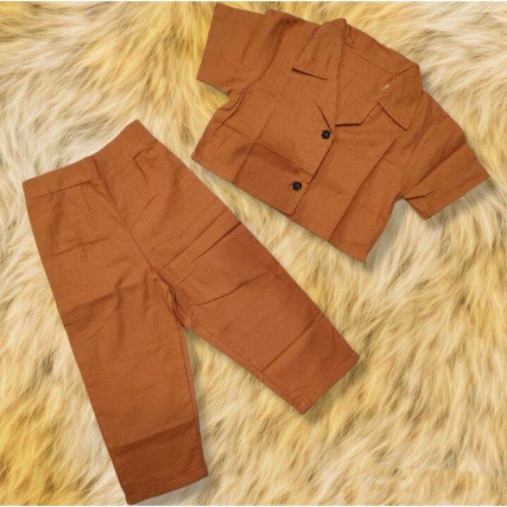 Terno for kids trouser pants and croptop fit 4 to 13 yr old | Lazada PH
