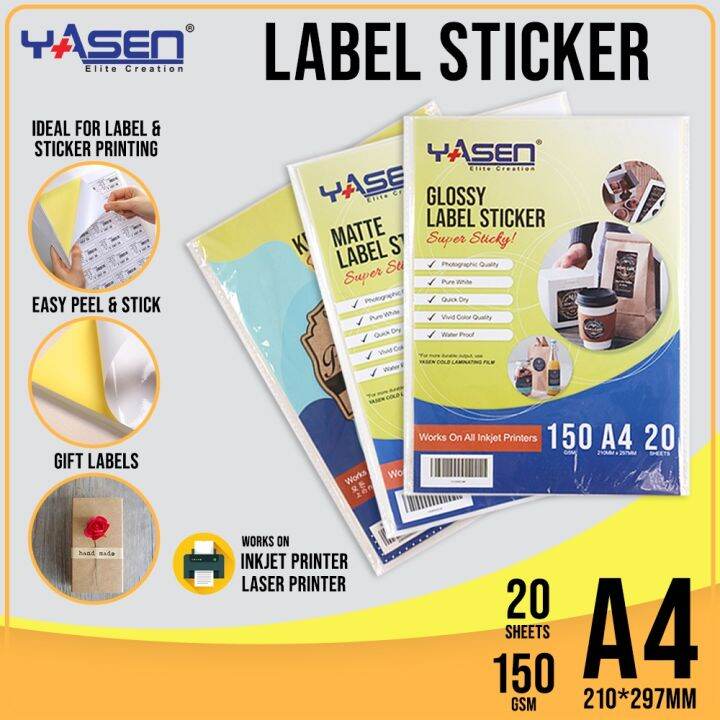 Label sticker paper glossy // matte A4 size | Lazada PH
