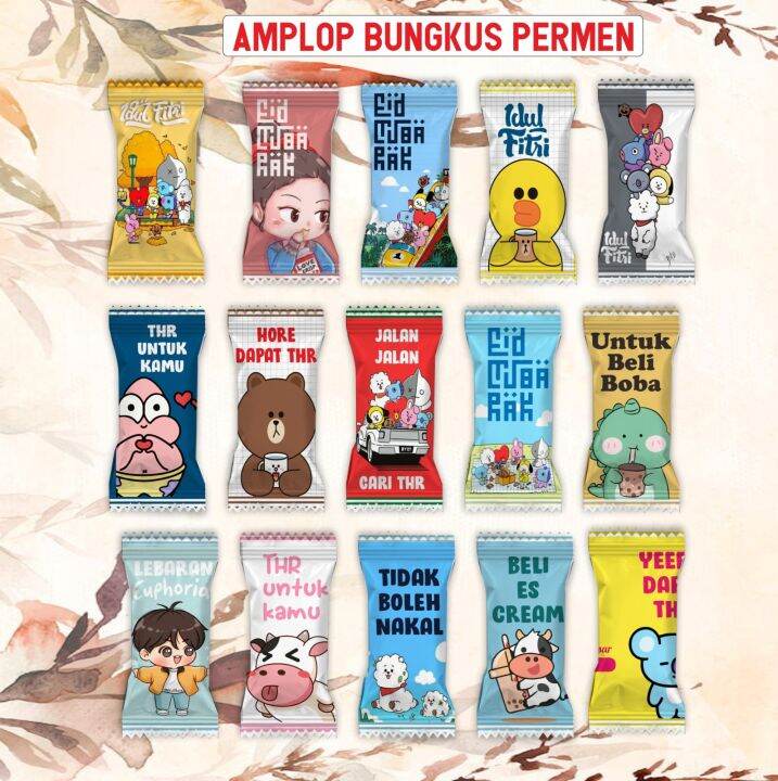 100pcs ANGPAO LEBARAN BUNGKUS PERMEN, AMPLOP IDUL FITRI MODEL PERMEN ...