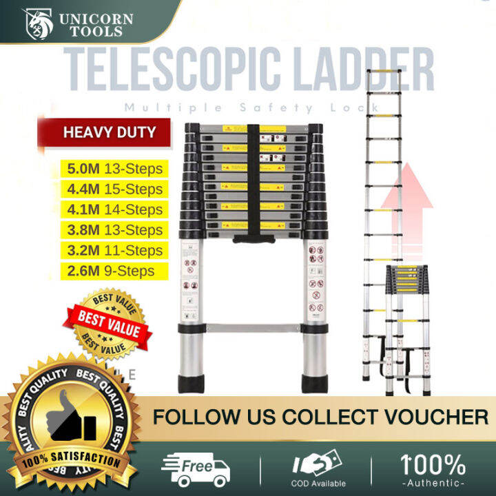 Unicorn 5M aluminum telescopic ladder portable household ladder ...