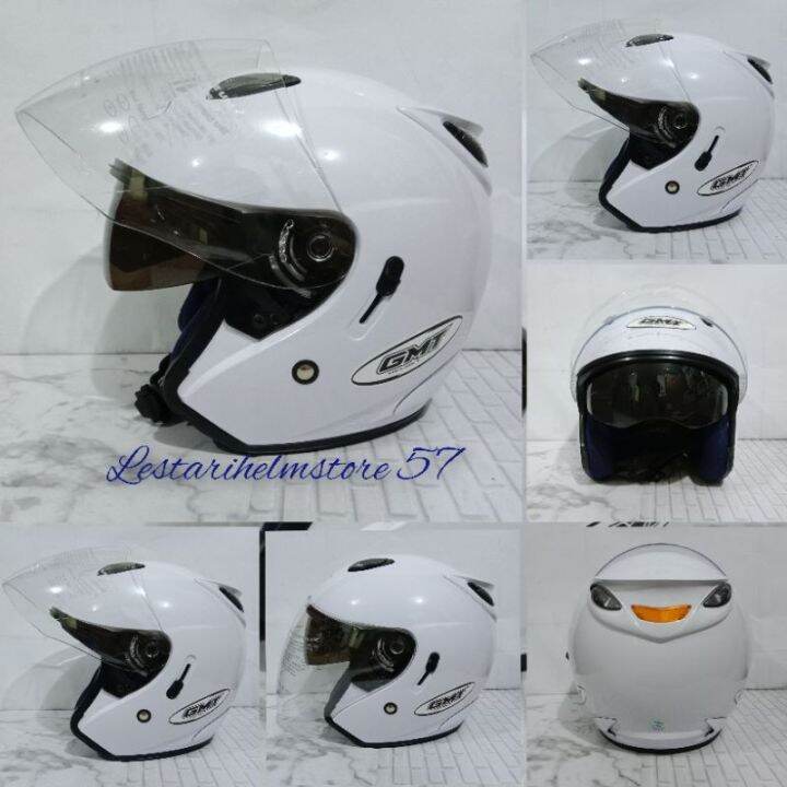 helm gmt centro double visor warna putih sudah SNI | Lazada Indonesia