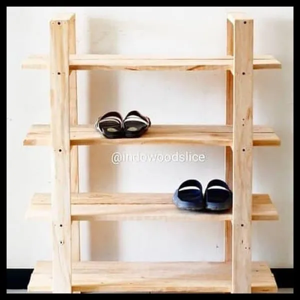 Rak sepatu kayu jati belanda estetik elegan/rak sendal | Lazada Indonesia