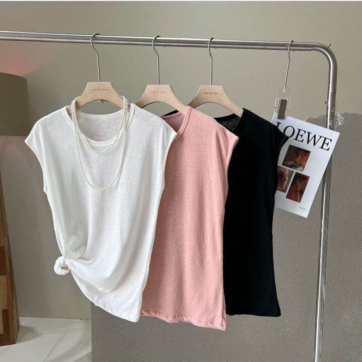 New In 💚 เสื้อยืดแขนล้ำ ผ้าสลาฟ งานสวย😍 | Lazada.co.th