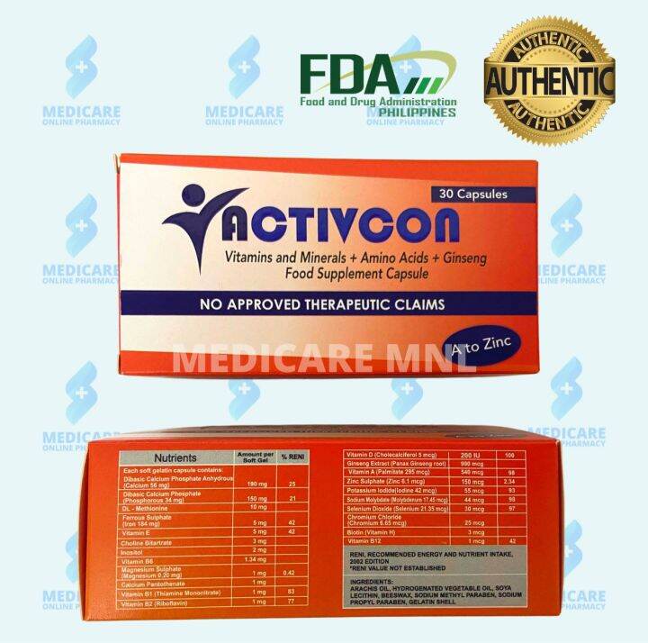 ACTIVCON Vitamins and Minerals + Amino Acids + Ginseng and Food ...