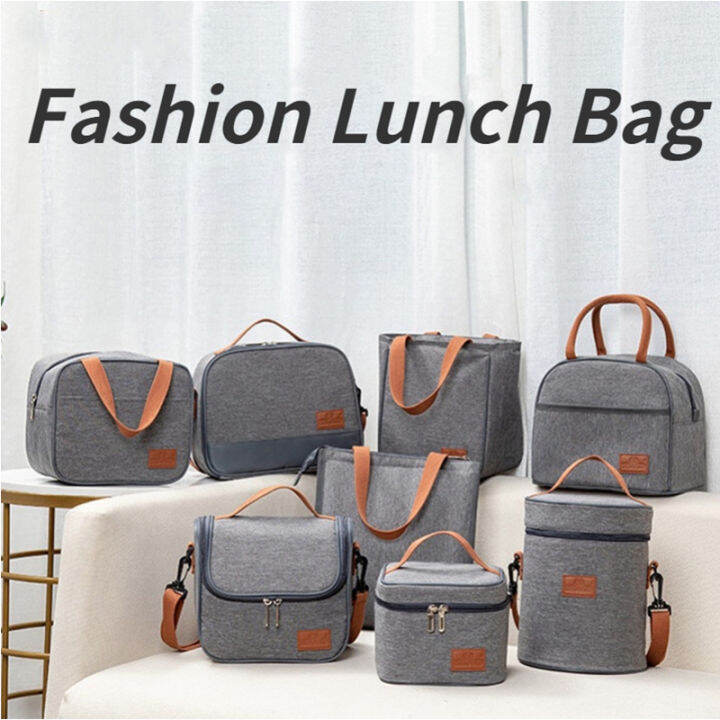 Lunch Bag Fashion Insulated Lunch Box Gray Oxford Cloth Waterproof ...