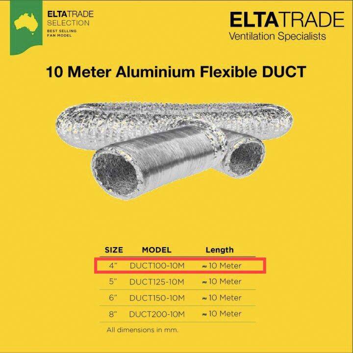 Elta Trade 4" Flexible Duct (10meter) | Lazada