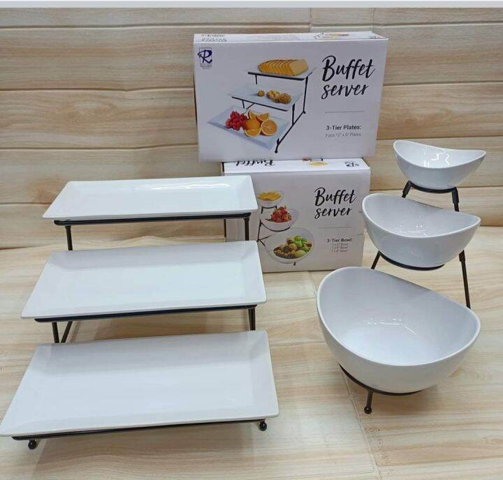 BUNDLE SET 3 TIER BUFFET SERVER WITH STAND | Lazada PH