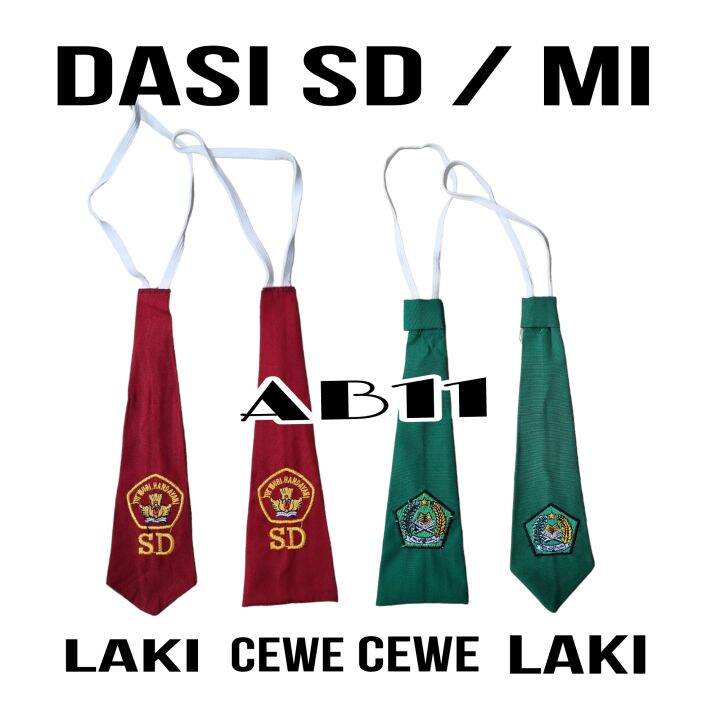 DASI hijau sekolah SD MI logo Bordir laki laki / perempuan Dasi merah ...