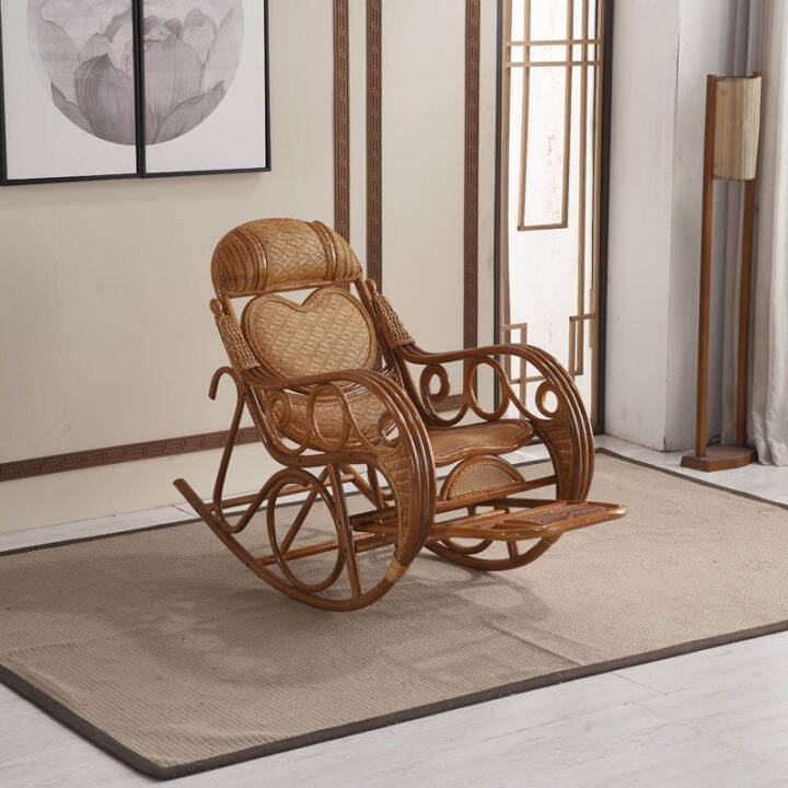 Real Rattan Rocking Chair Balcony Living Room Rocking Chair Home ...