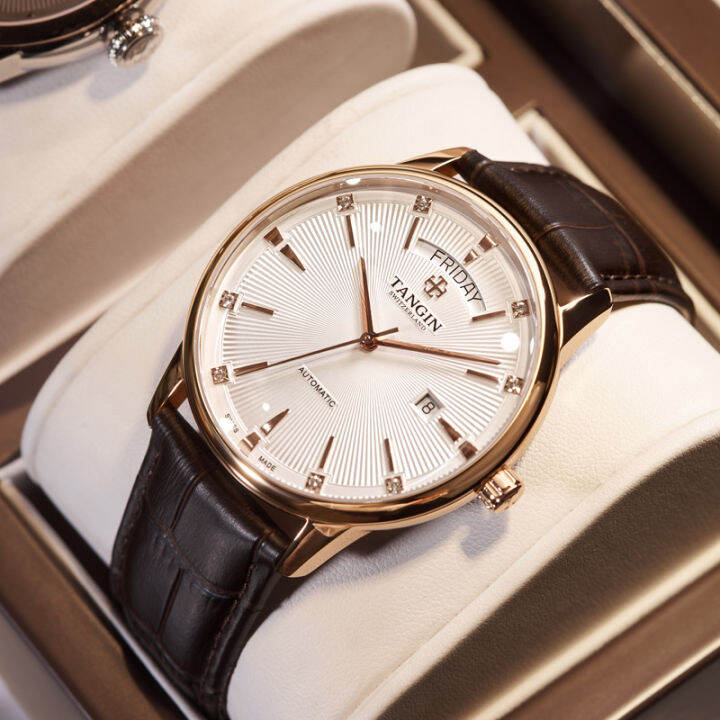 SWISS ของแท้นาฬิกาผู้ชายแบรนด์ tangin Tianyi นาฬิกากลไกร้านเรือธงอย่าง ...