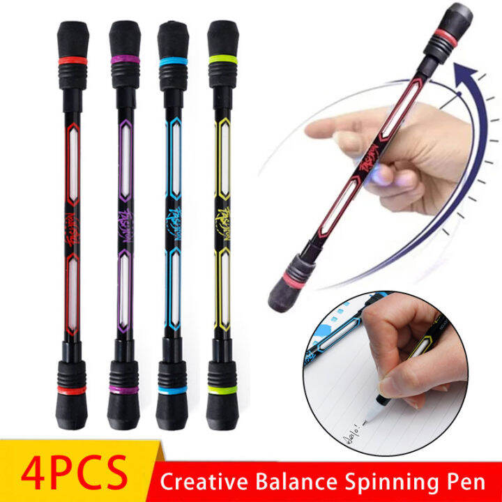 YESPERY 4pcs Creative Spinning Pen Light Balance Oily Pen Fingers ...