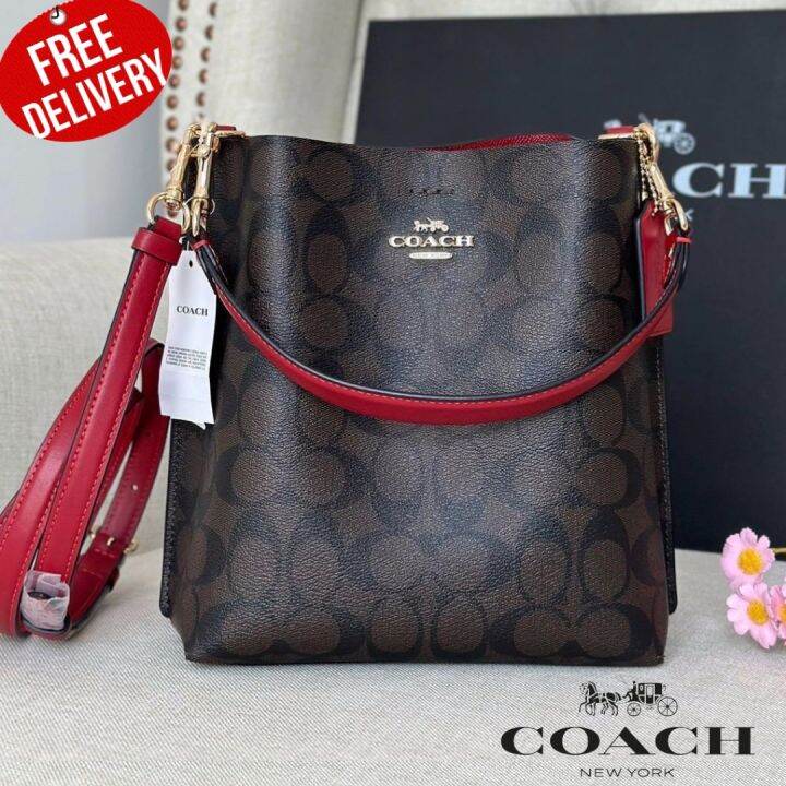 กระเป๋าถือ กระเป๋าสะพาย Coach CA582 Mollie Bucket Bag 22 In Signature Canvas | Lazada.co.th