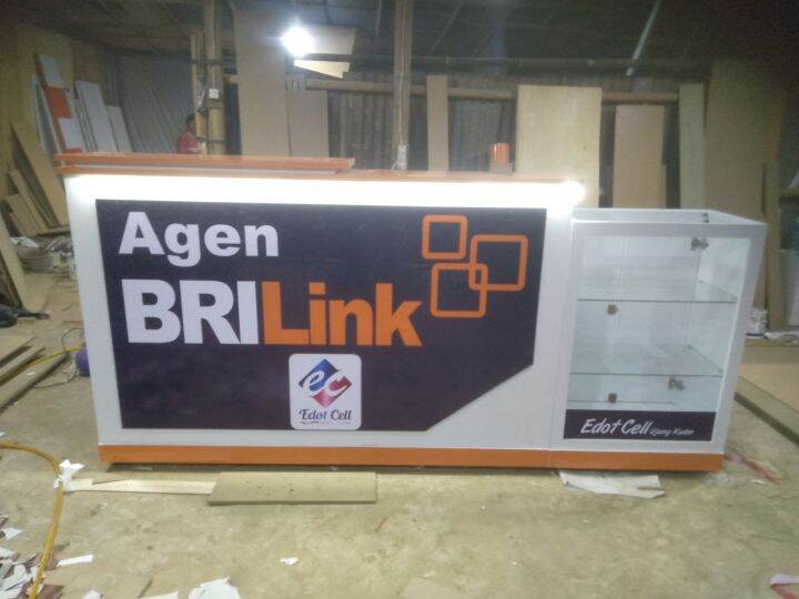 Meja Kasir BRILINK Plus Meja Etalase. Logo Nama Bisa Request. Pemesanan ...