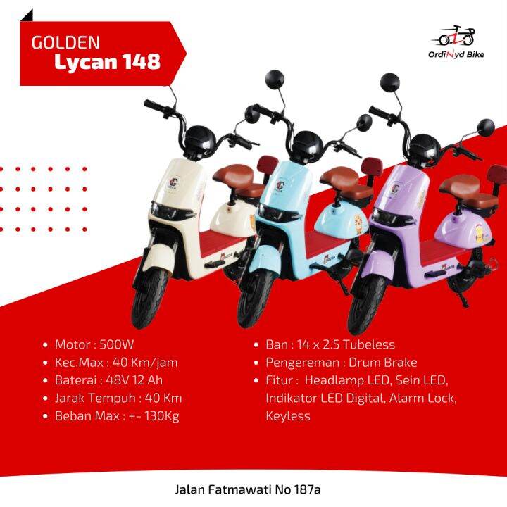 SEPEDA LISTRIK GODA LYCAN GD148 CLASSIC | Lazada Indonesia