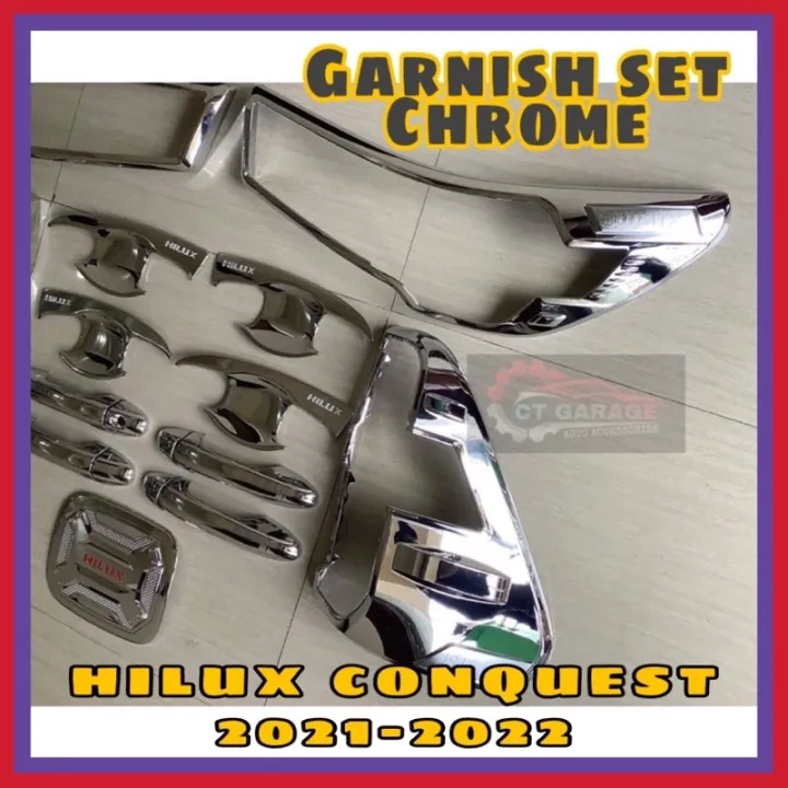 TOYOTA HILUX CONQUEST 2021-2022 GARNISH SET (CHROME) | Lazada PH
