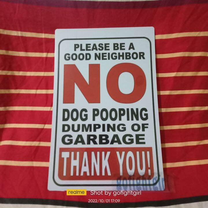 No Dog Pooping Dumping of Garbage Signage A4 Size PVC (Hard Plastic ...