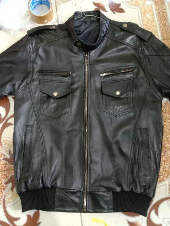 jaket kulit pria asli original model pangkat | Lazada Indonesia